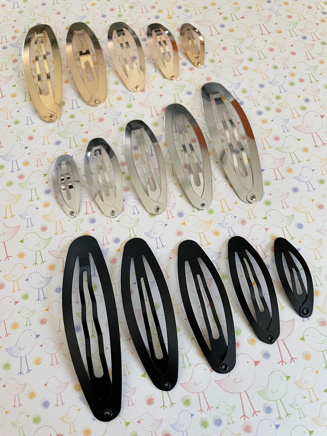 10 Pcs,oval Snap Clips,blank Snap Clips,gold Clip,black Snap Clip,baby ...