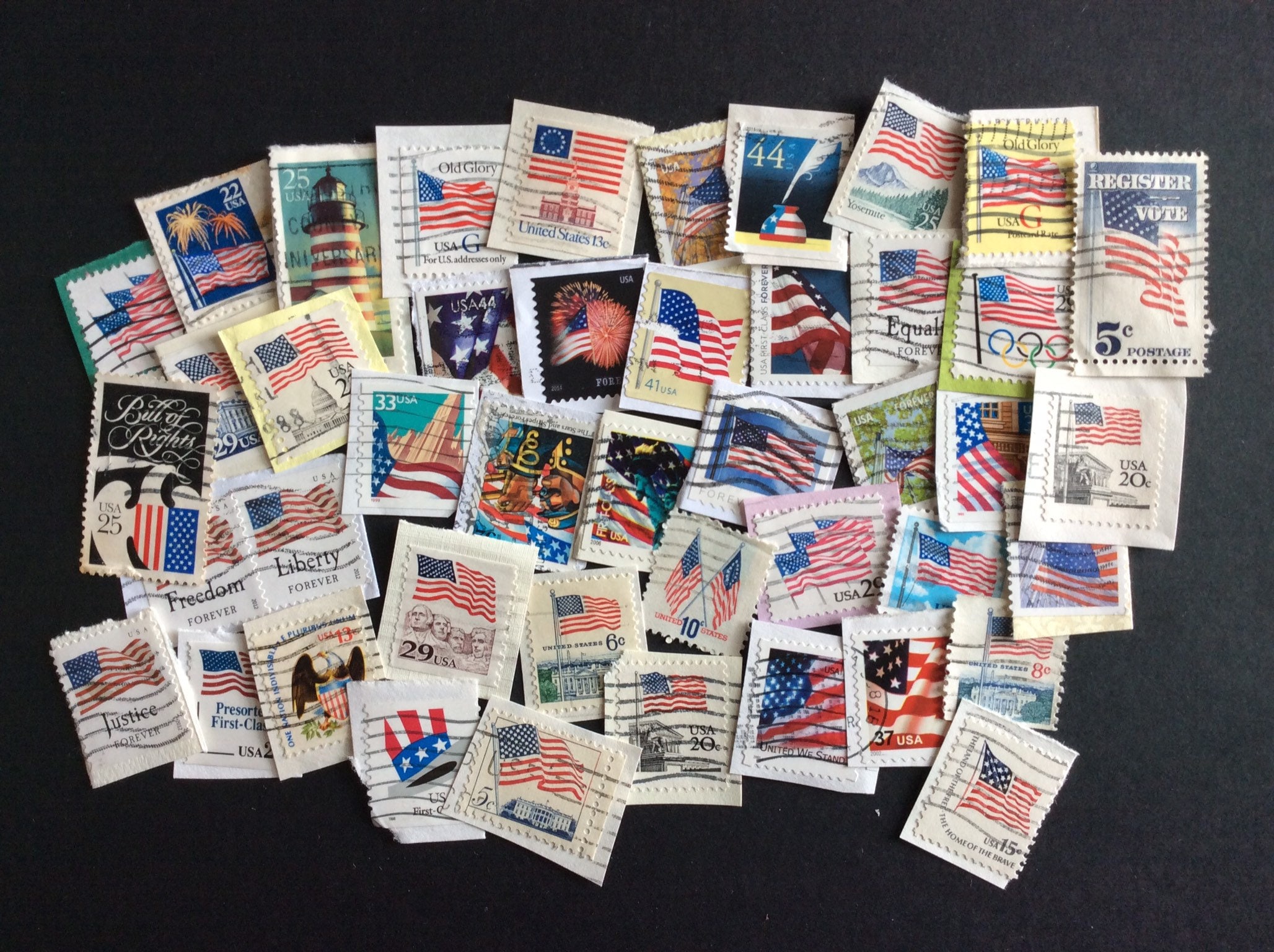 Vintage US Stamps With American Flag - Etsy