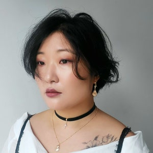 North Star Moonstone and Black / Deep Blue Stretch Velvet Choker/ Black ...
