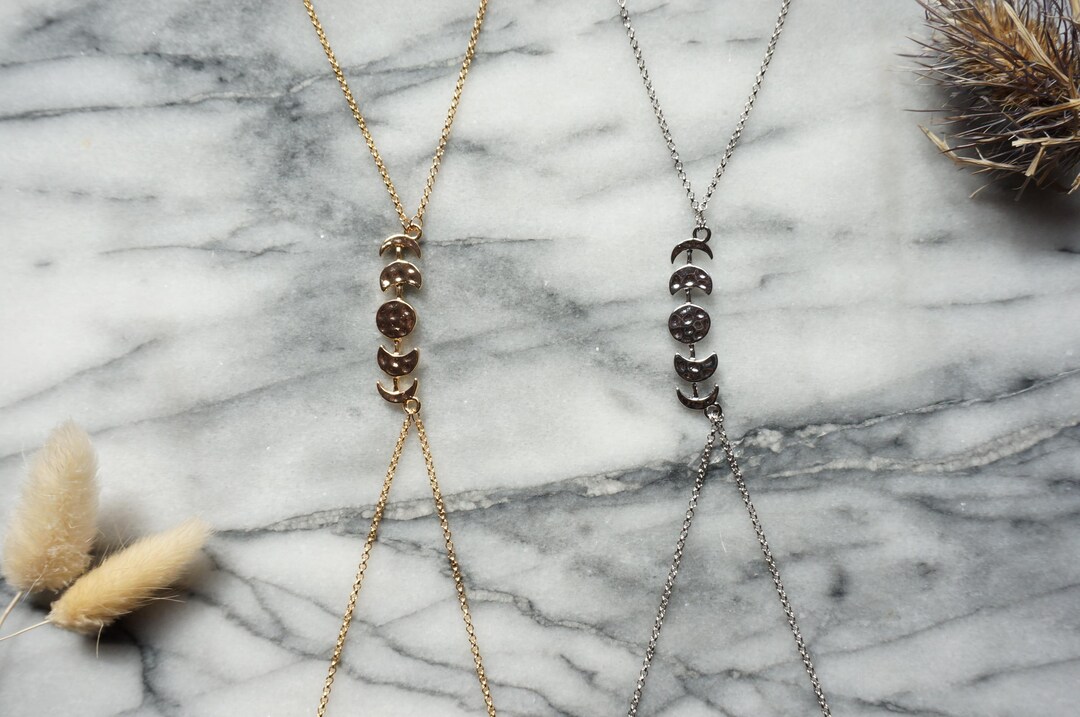 Hammered Moon Phase Gold Body Chain - Etsy