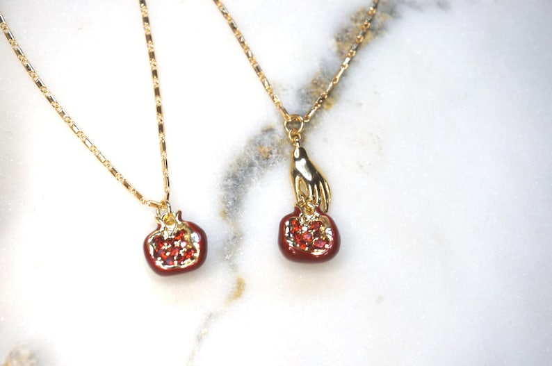 Persephone Crimson Pomegranate 18k Gold Plated Necklace - Etsy