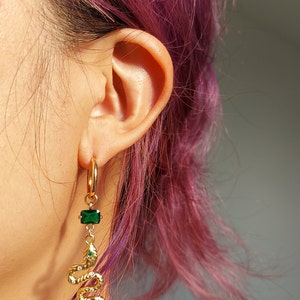 LOKI Green Snake and Dagger Hoop Mismatched Gold Earrings - Etsy