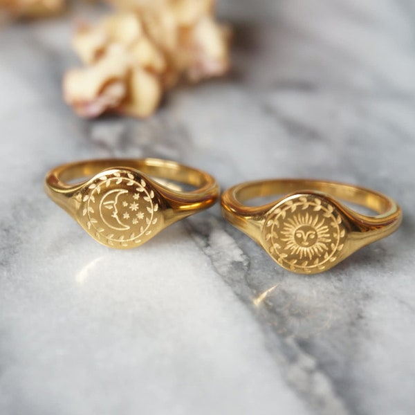 Sun Signet Ring - Etsy