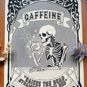 Caffeine Poster / Skeleton Poster / Dark Academia Prints - Etsy