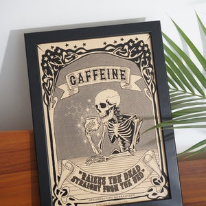 Caffeine Poster / Skeleton Poster / Dark Academia Prints - Etsy