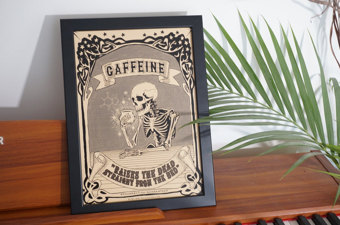 Caffeine Poster / Skeleton Poster / Dark Academia Prints - Etsy