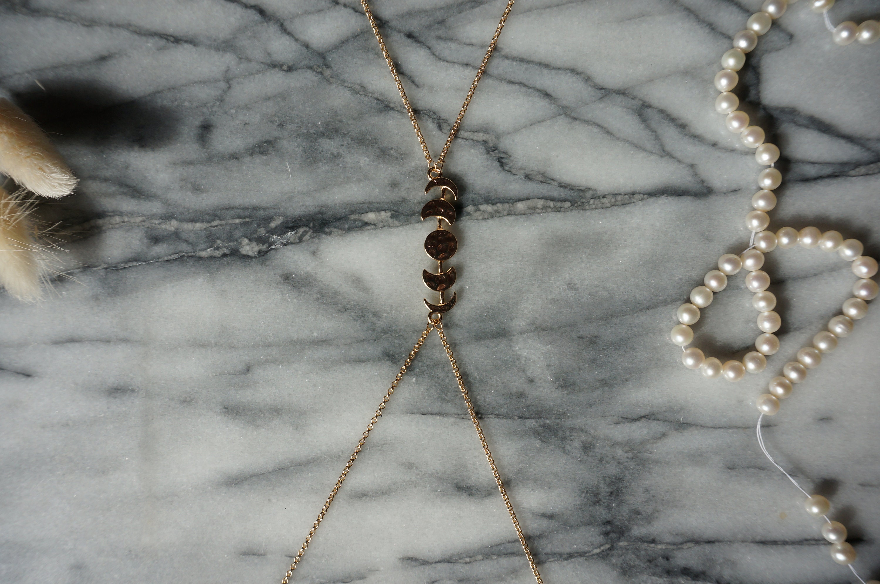 Hammered Moon Phase Gold Body Chain - Etsy