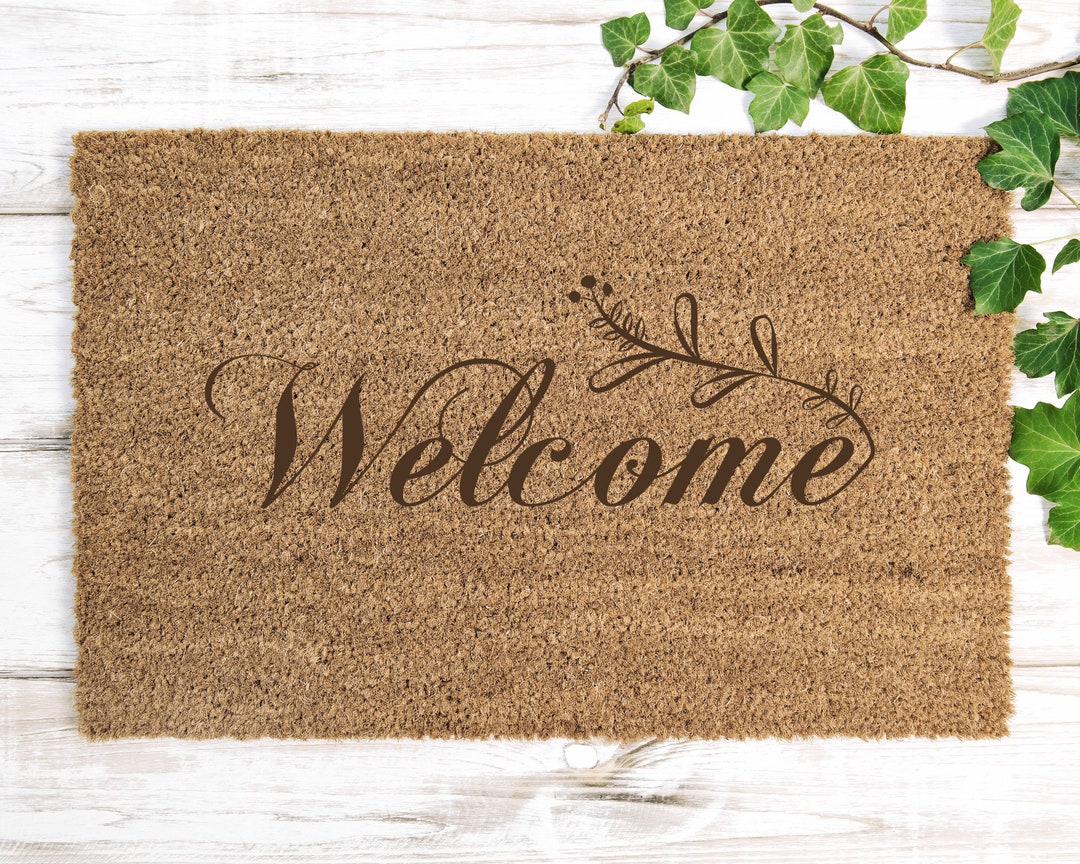 Welcome Coir Door Mat, Engraved Indoor Rug, Choose Your Custom Design ...