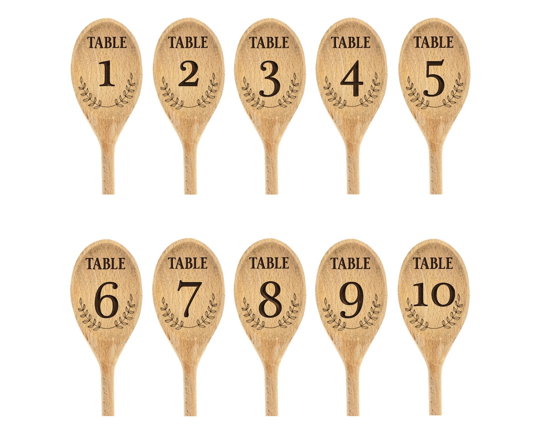 Table Numbers Engraved Wooden Spoon Wedding Table Decor, Cooking Spoon ...