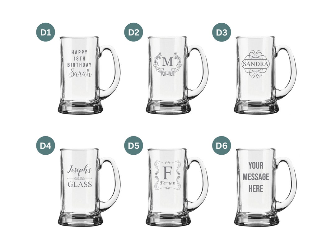 Personalised Beer Tankard Glass Engraved Choose Your Design - Etsy