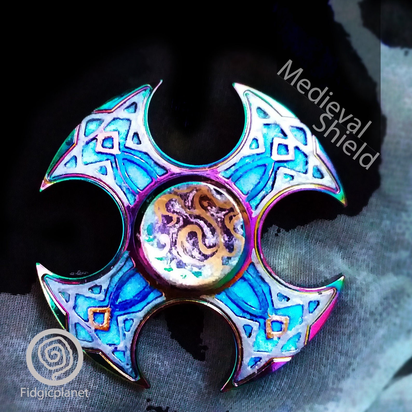Metal Fidget Spinner Luminous Medieval Shield - Etsy Hong Kong