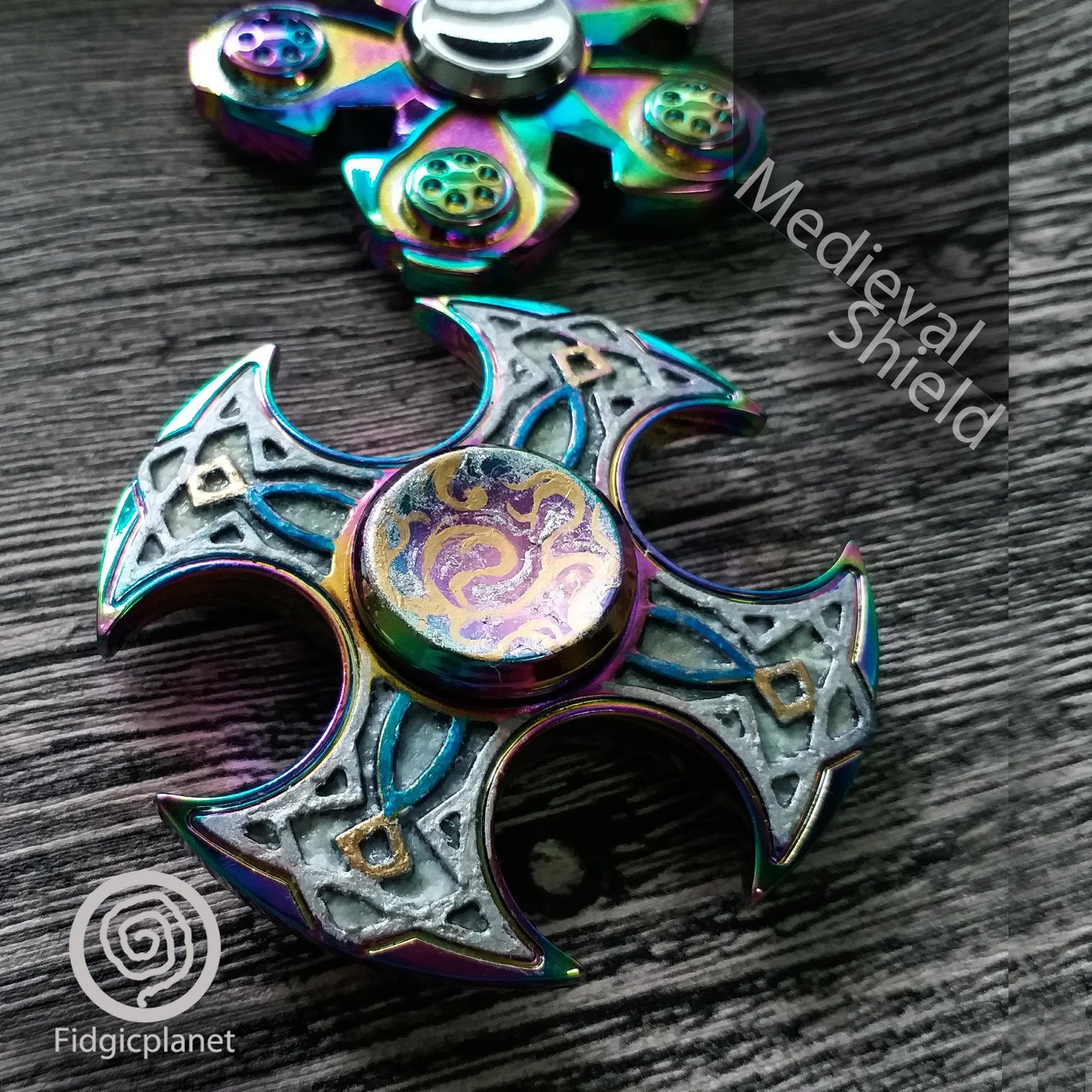 Metal Fidget Spinner Luminous Medieval Shield - Etsy Hong Kong