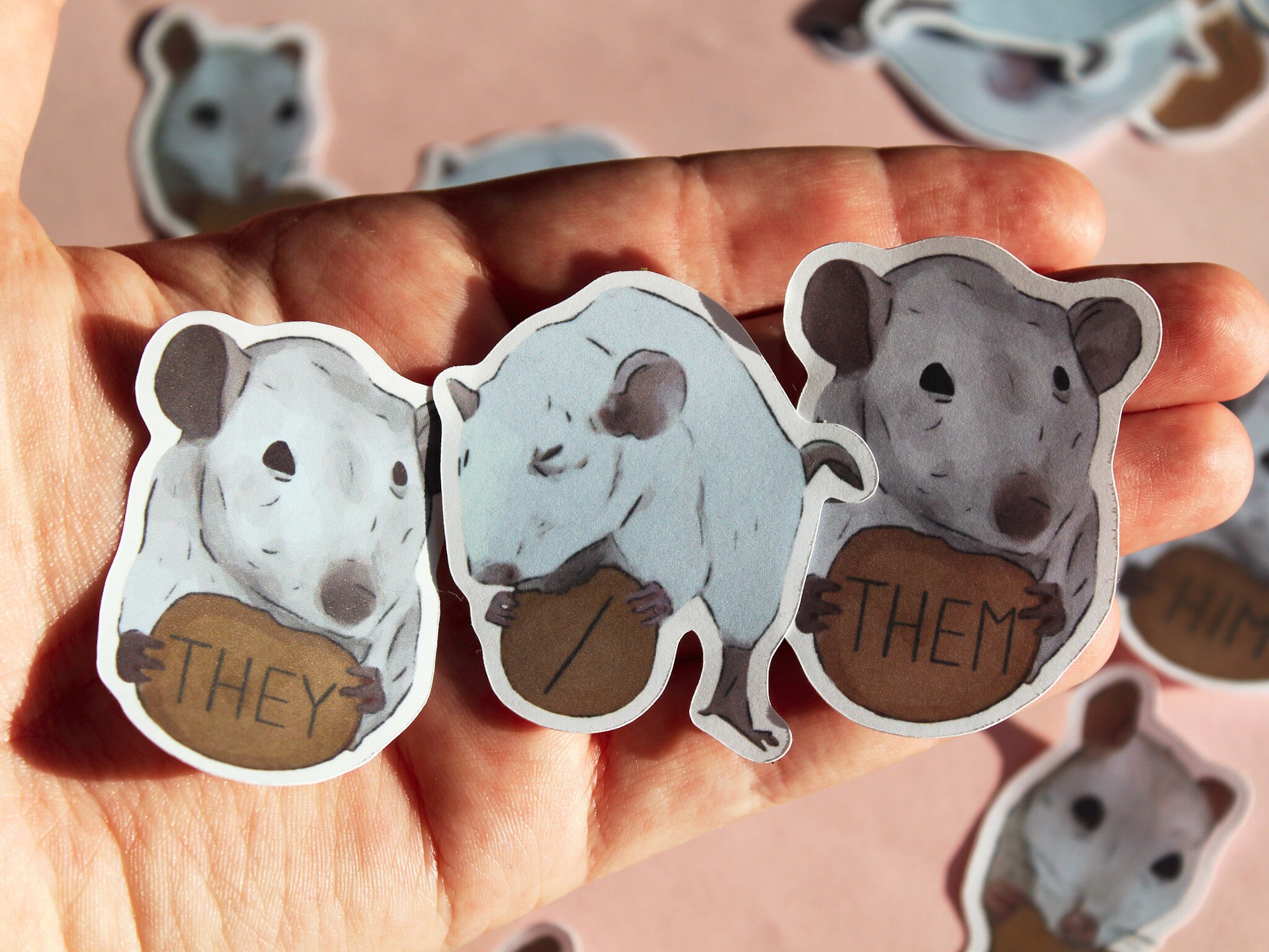 Pronoun Rats Matte / Glossy Stickers Cute Animal Scrap Book Decorative ...