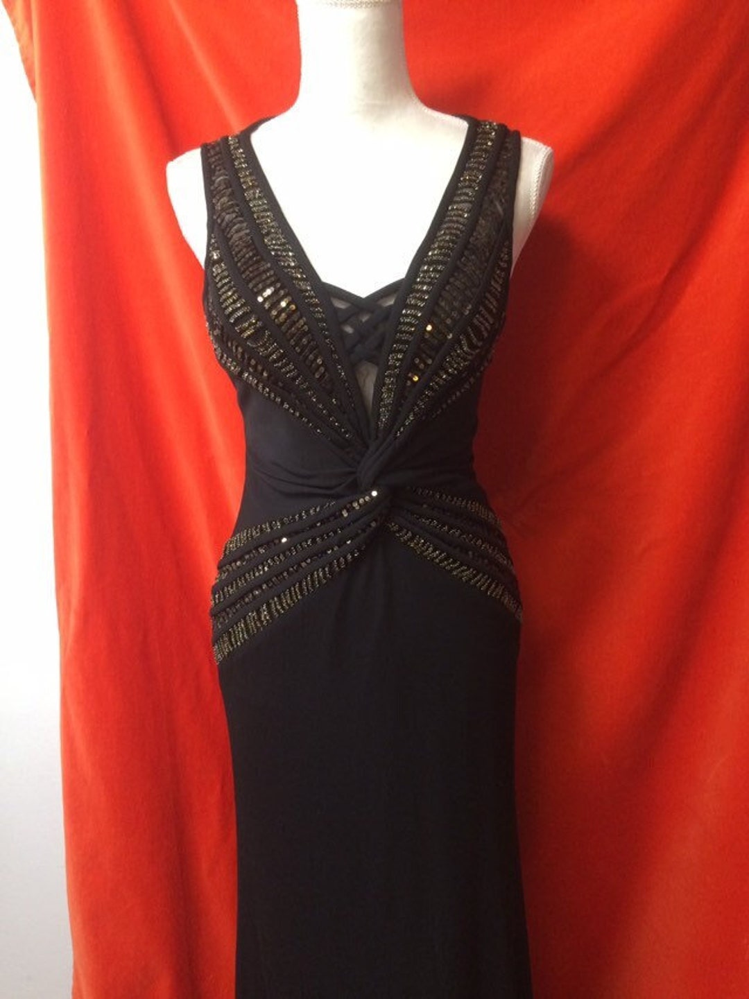 Janine Sequin Beaded Sleeveless 90s Gown Black Size Small - Etsy