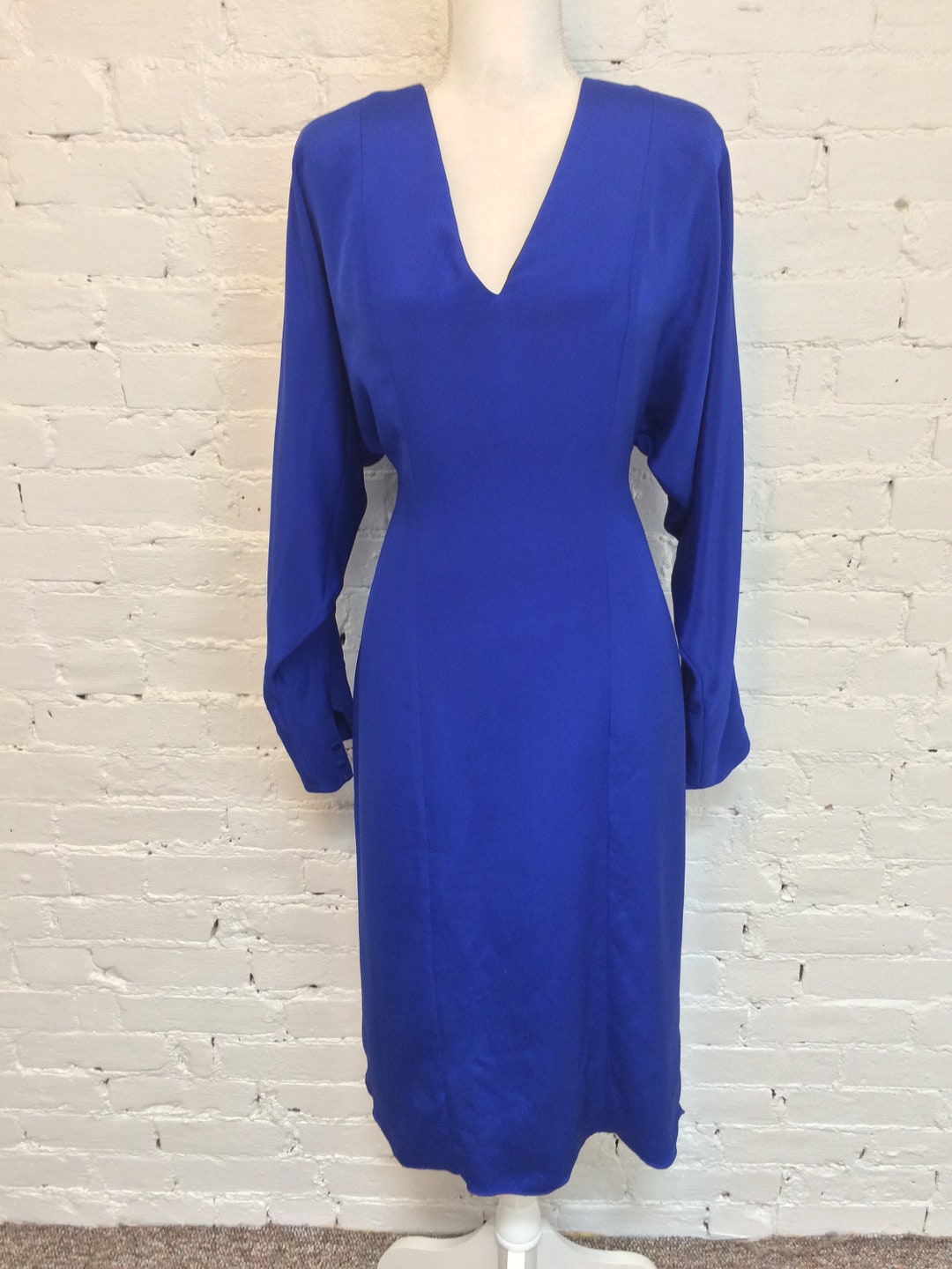 Holly’s Harp Ruffle Dolman Sleeve Midi 80s Dress Blue M - Etsy