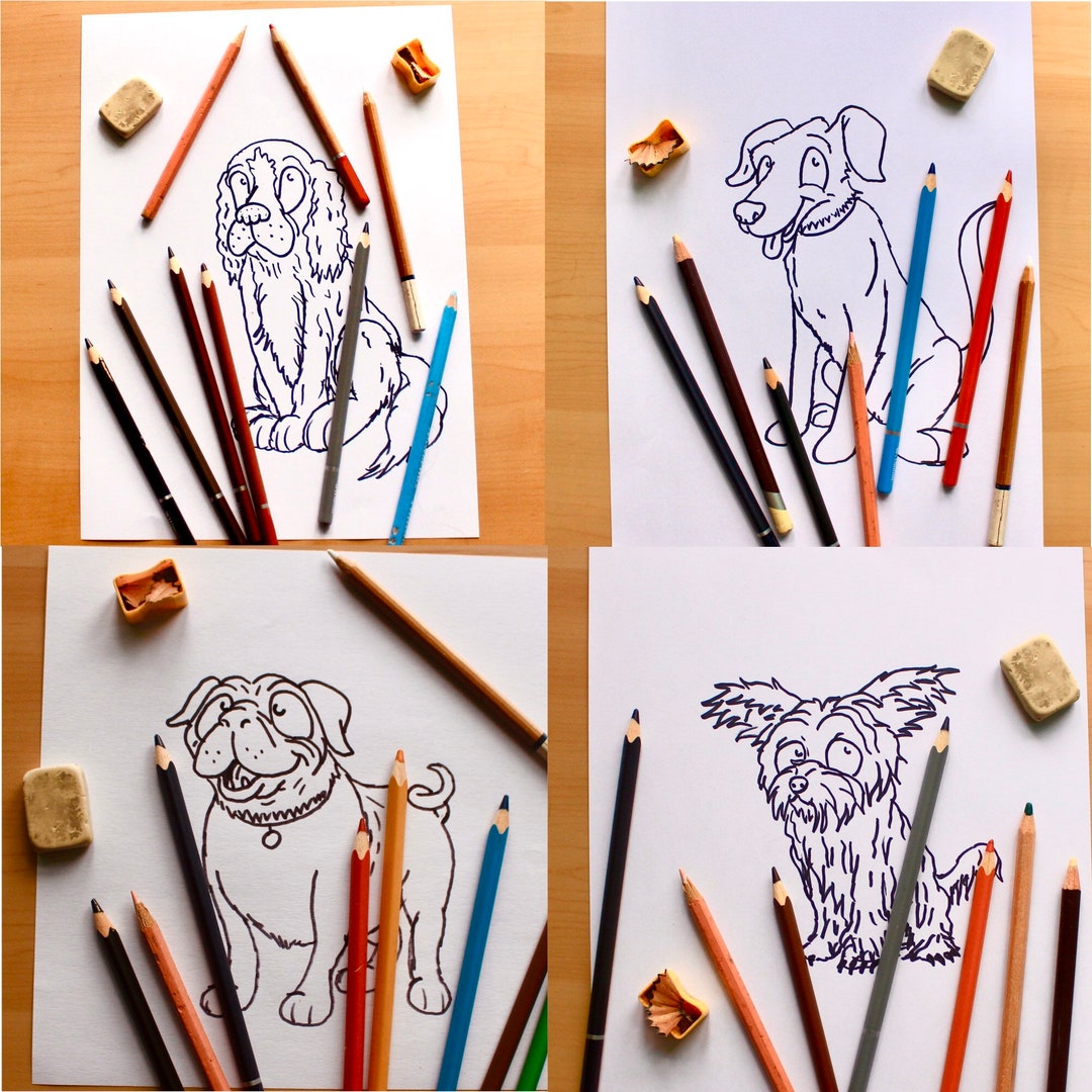 6 Dog Breed Printable Colouring Pages (bumper Pack!) - Etsy