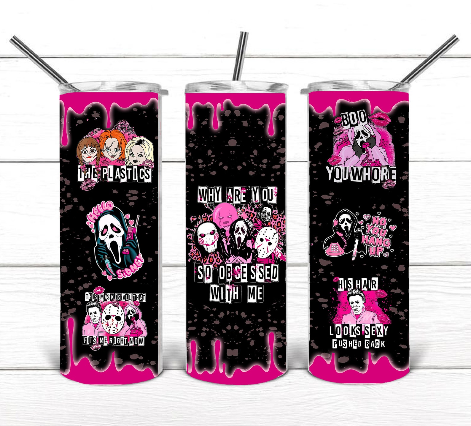 Funny Scream, Plastics, Saw, Jason, Friday 13, Annabelle Tumbler Wrap ...