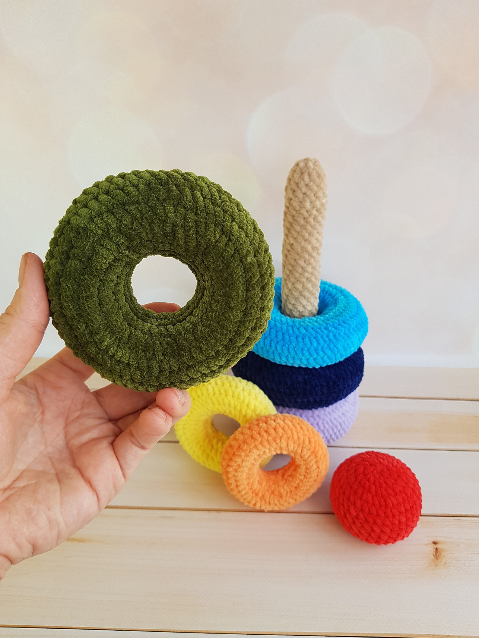 Crochet Pyramid for learning colors Baby/toddler sensory toy | Etsy