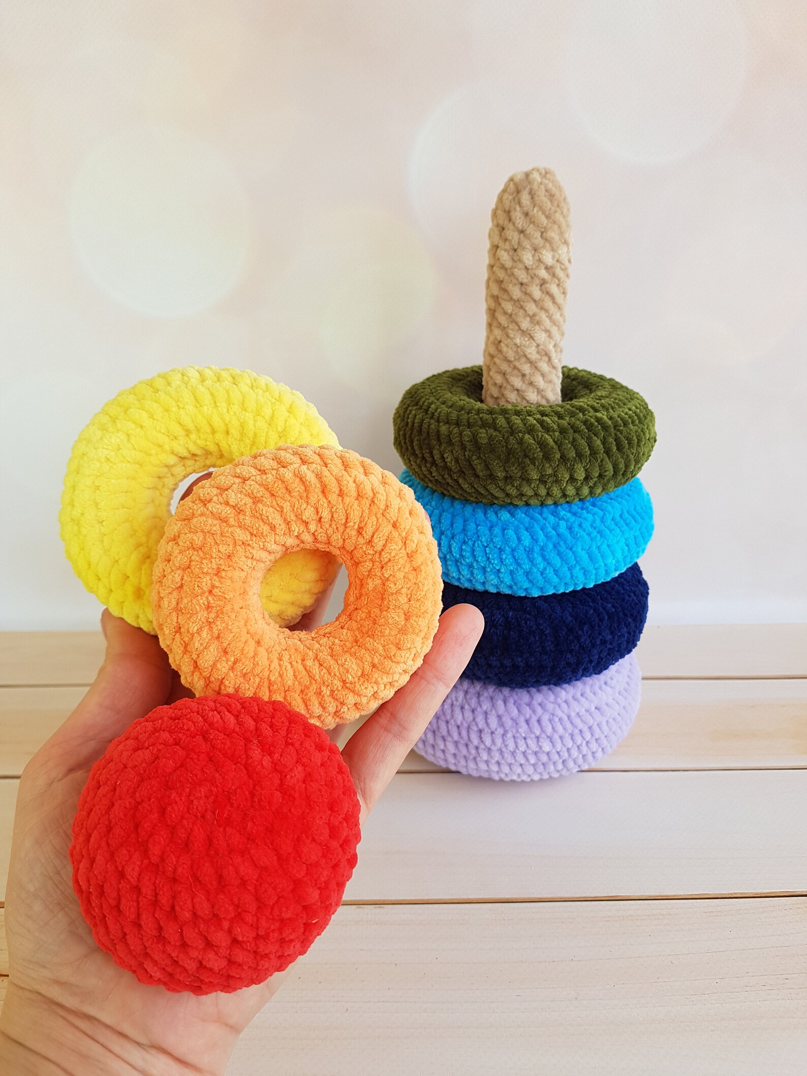 Crochet Pyramid for learning colors Baby/toddler sensory toy | Etsy