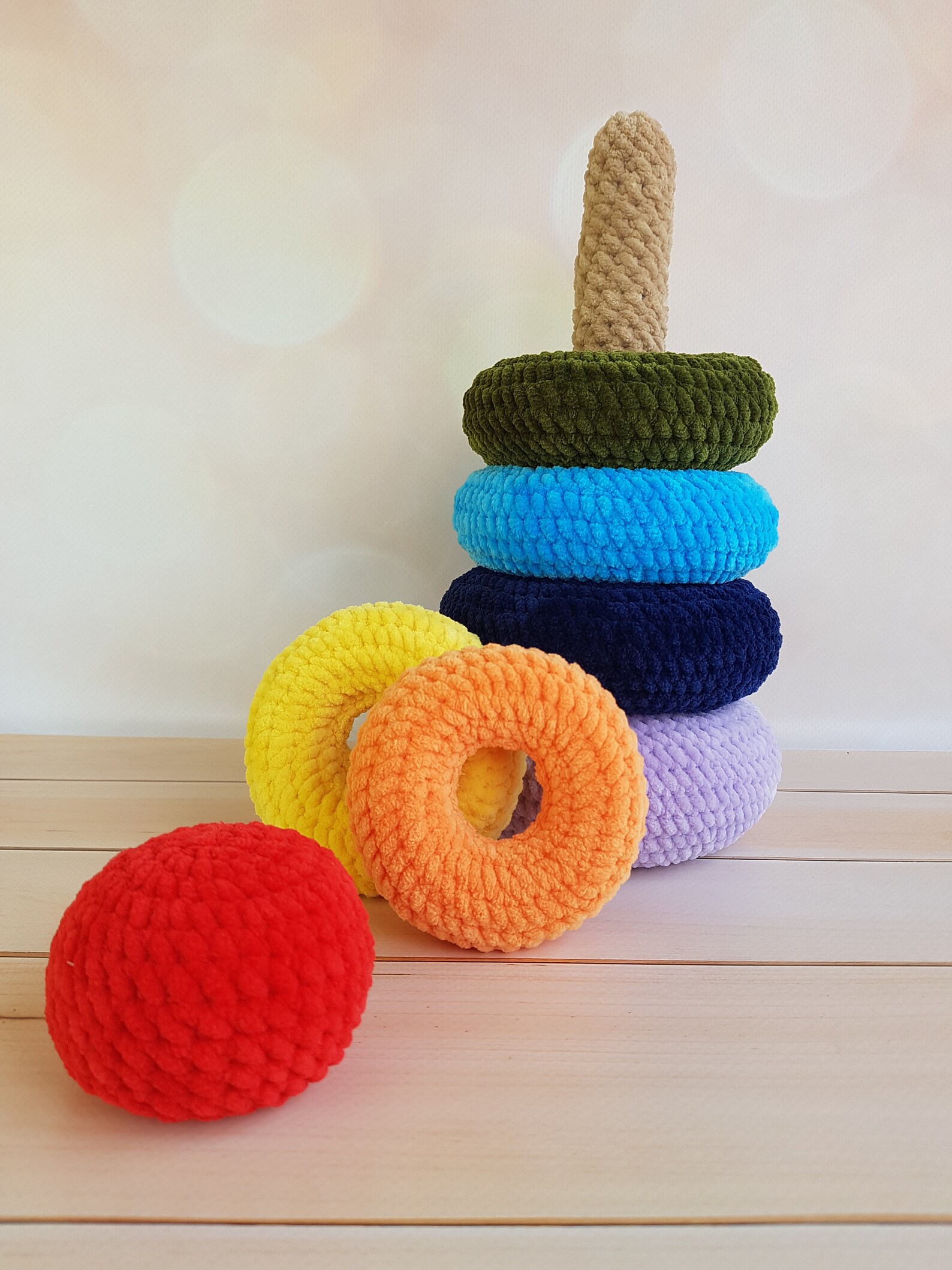 Crochet Pyramid for learning colors Baby/toddler sensory toy | Etsy