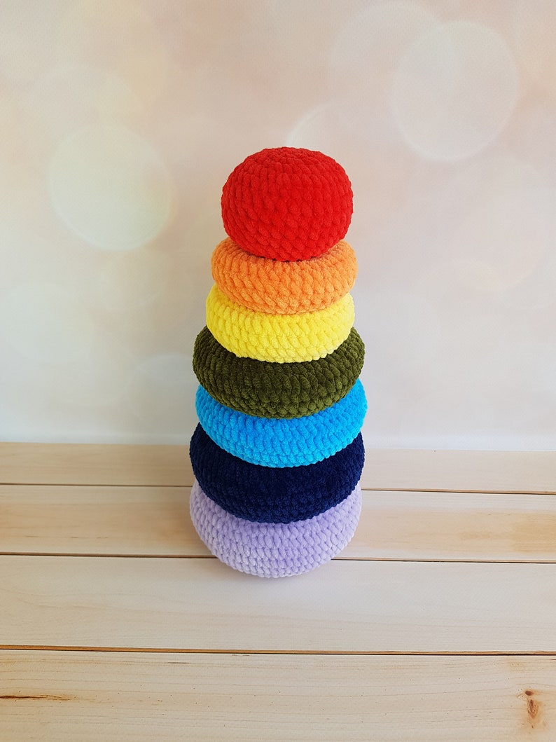 Crochet Pyramid for learning colors Baby/toddler sensory toy | Etsy