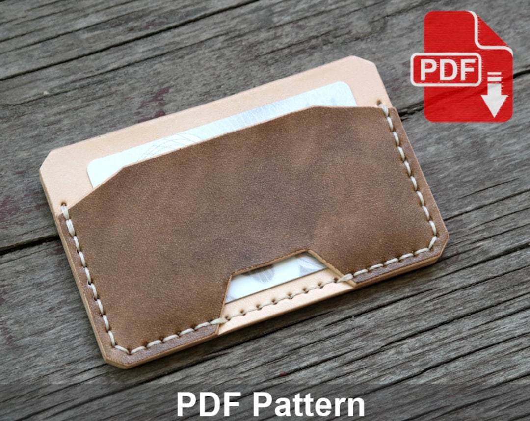 Leather Card Holder PDF Pattern. Template of Pocket Mini - Etsy