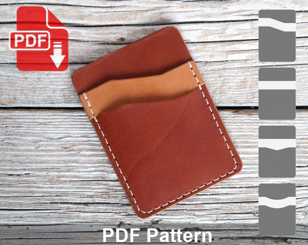 3-pocket Leather Card Holder. PDF Pattern. Template of Pocket - Etsy