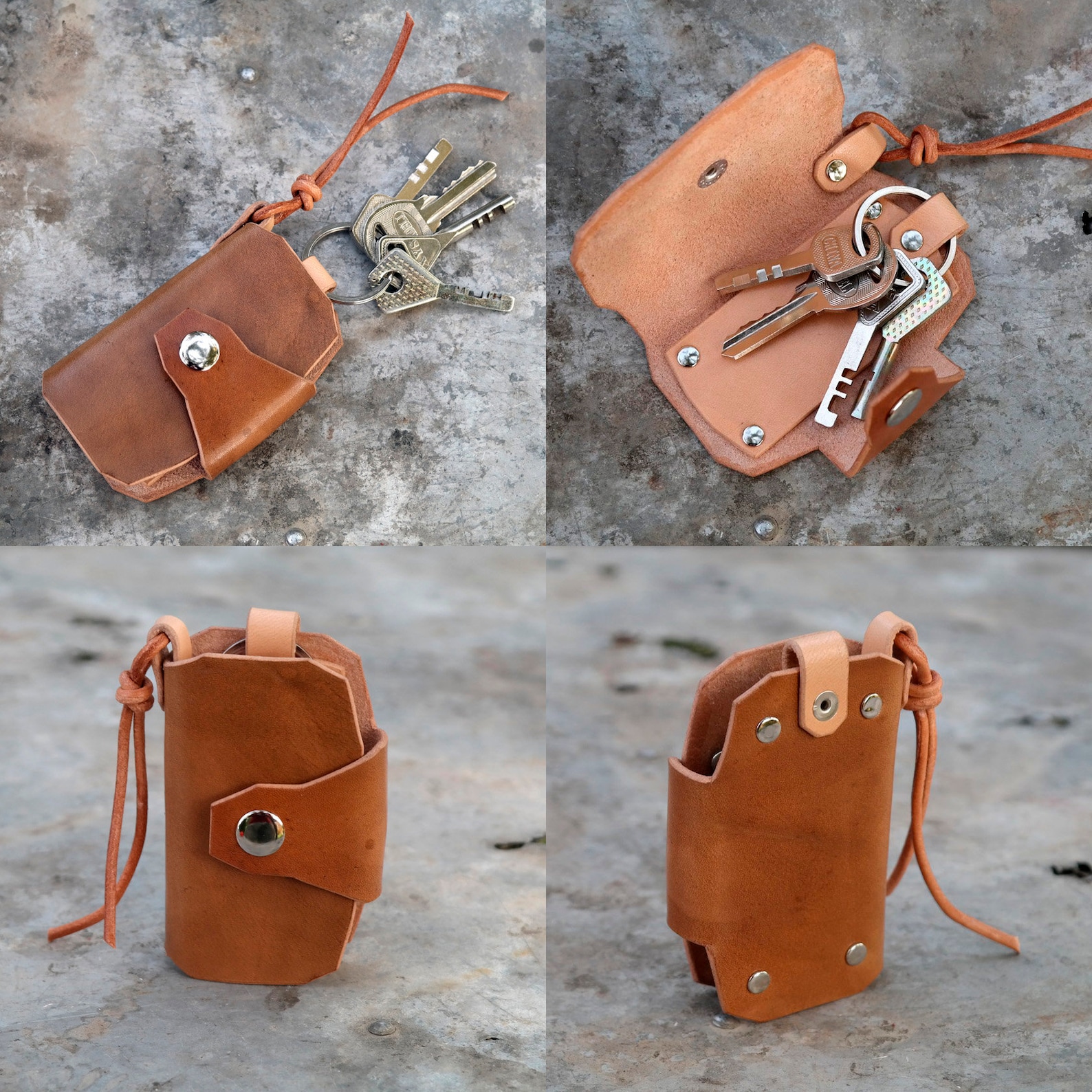 Set of 4 Key Holder Patterns. Leather Key Case PDF Template. - Etsy