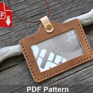 Leather ID Card Holder PDF Pattern. Leather Crafting Template. - Etsy