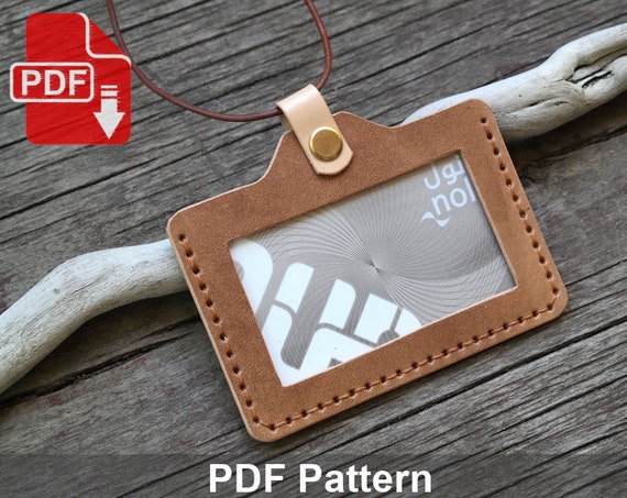 Leather ID Card Holder PDF Pattern. Leather Crafting Template. - Etsy