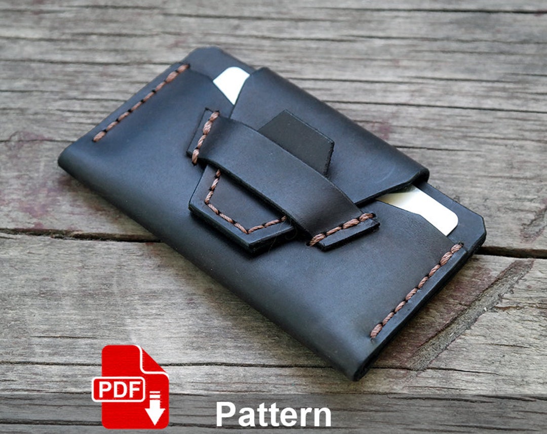 Leather Card Holder PDF Pattern. Template of Pocket Mini Wallet ...