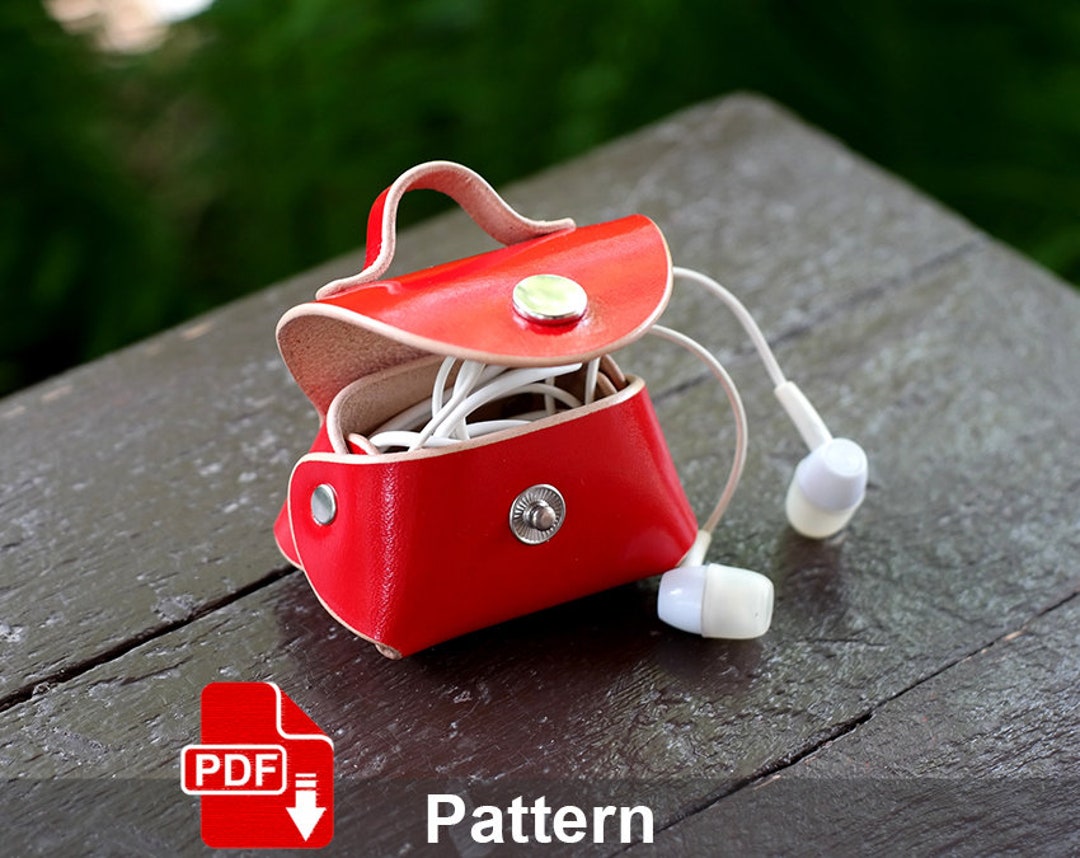 Leather Earphone Bag Pattern. Earphone Pouch. Mini Bag PDF Template ...