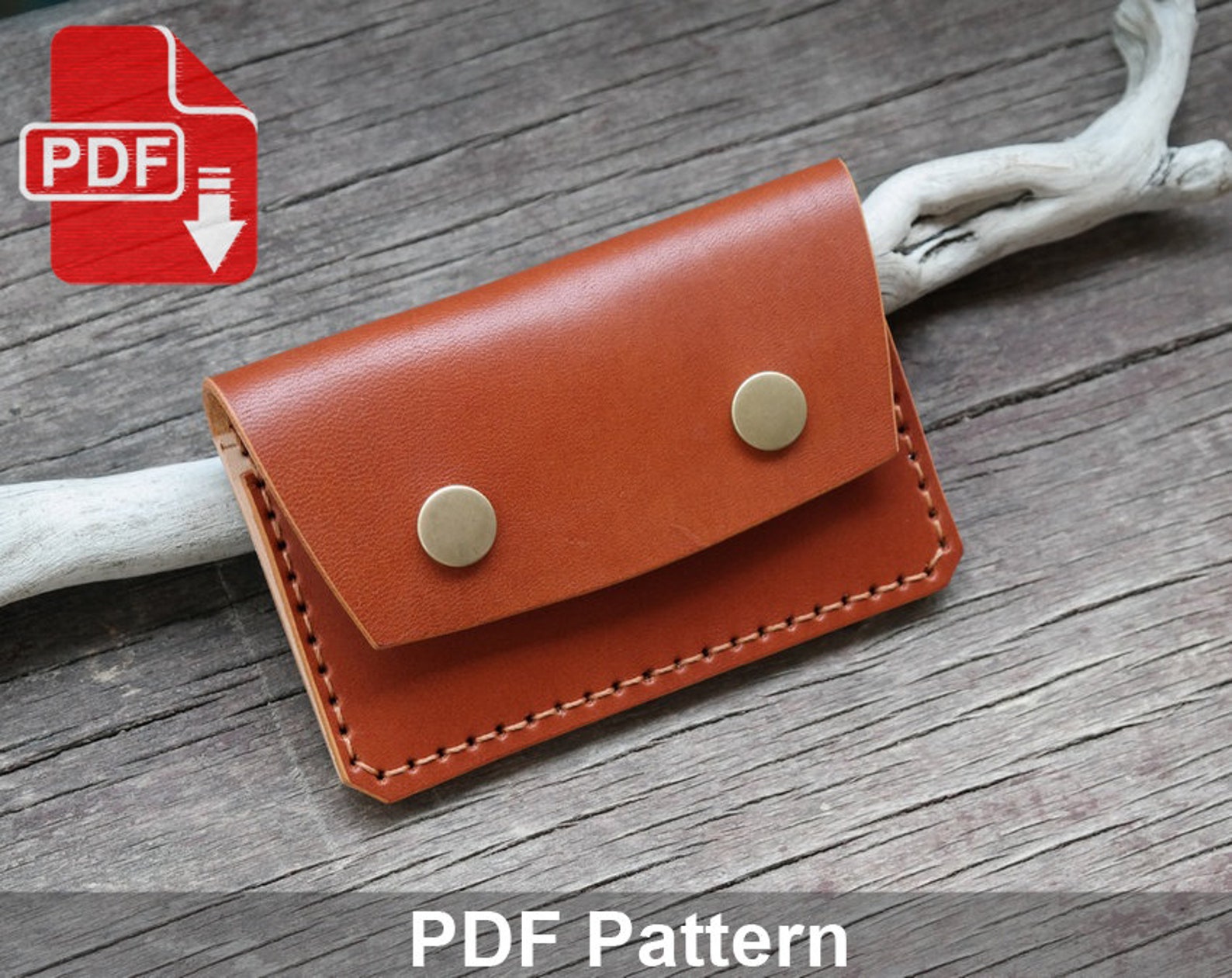Leather Card Holder PDF Pattern. Template of Pocket Mini - Etsy