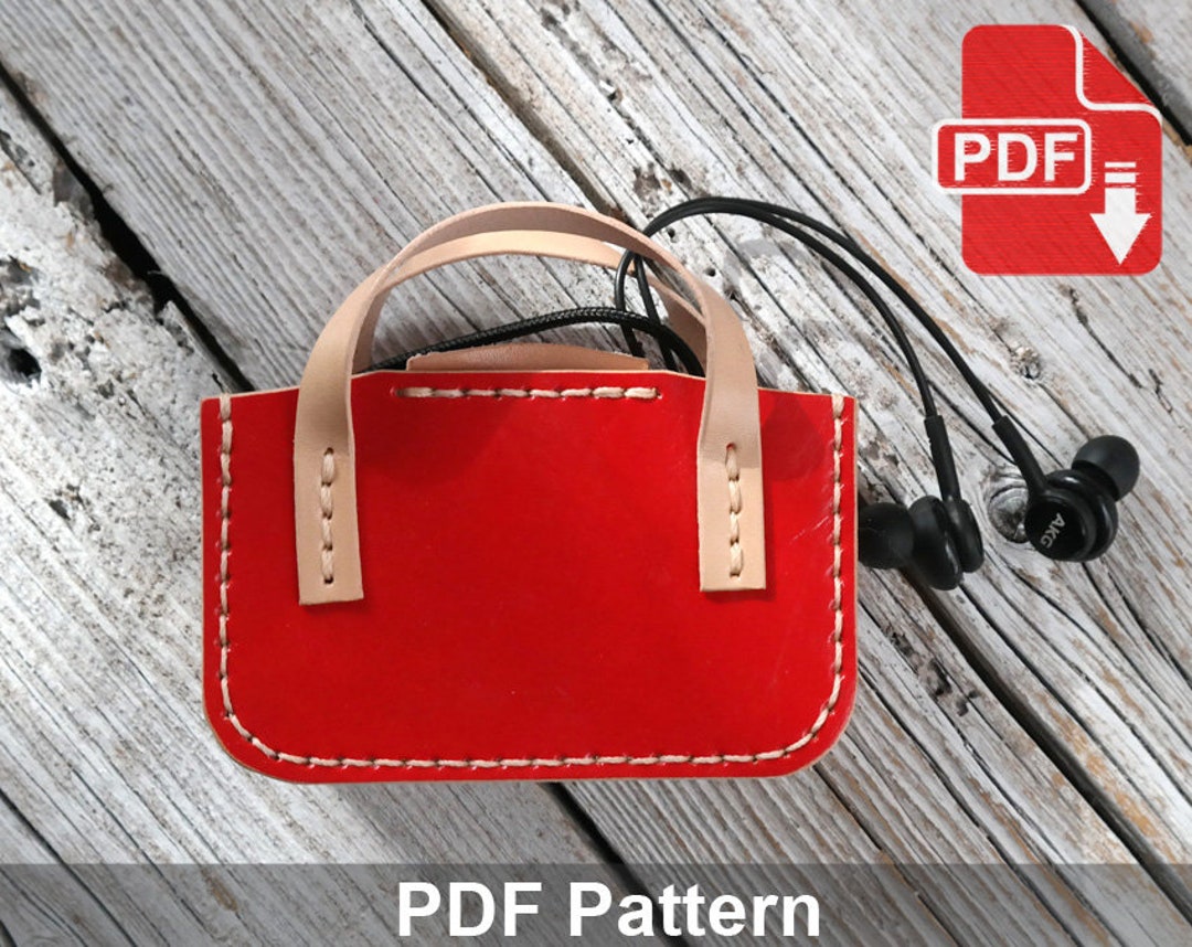 Leather Earphone Mini Bag Pattern. Earphone Pouch. Mini Bag PDF Template. Earphone Case. - Etsy