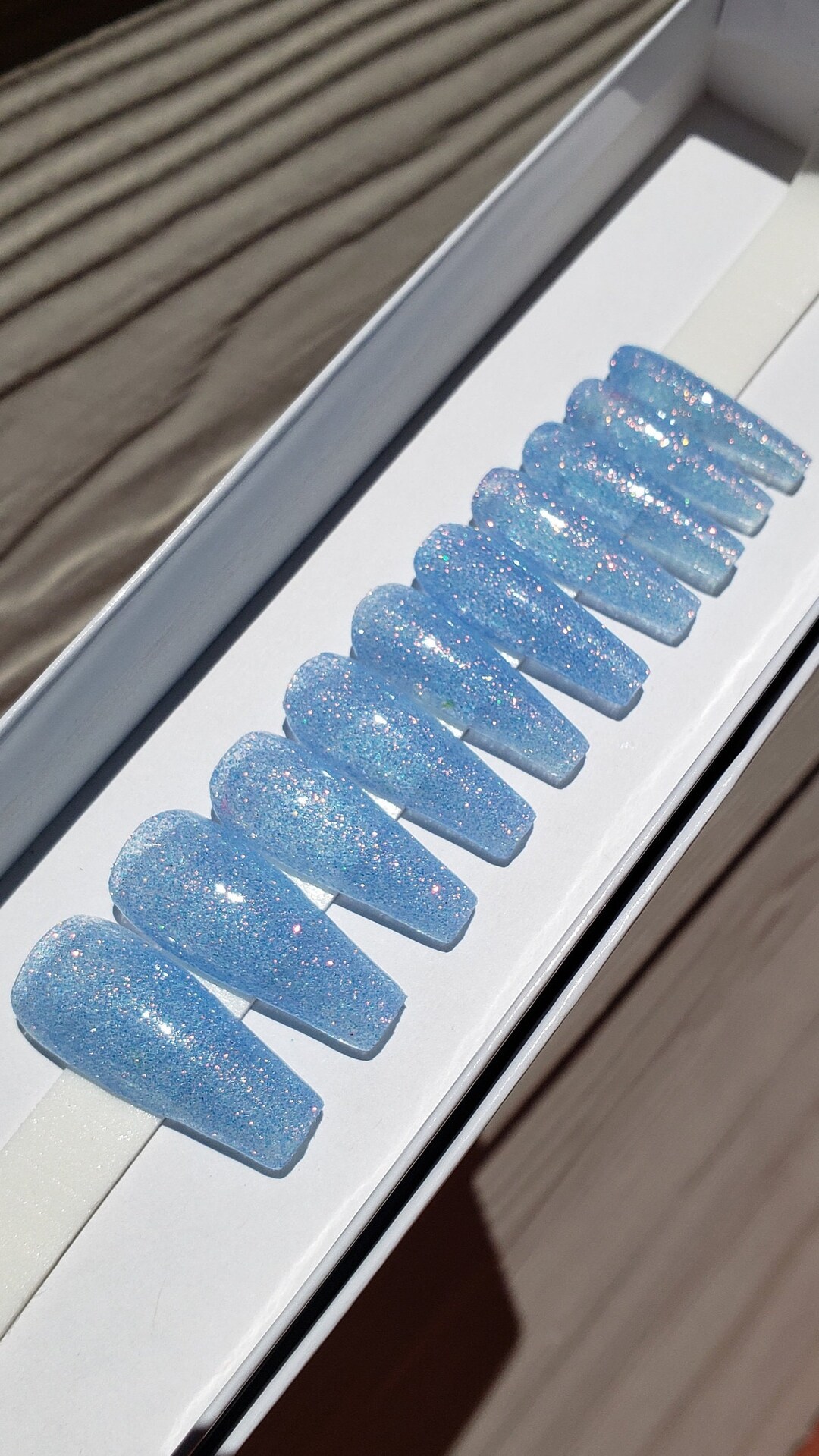 Periwinkle Glitter Jelly Long Press on Nails - Etsy