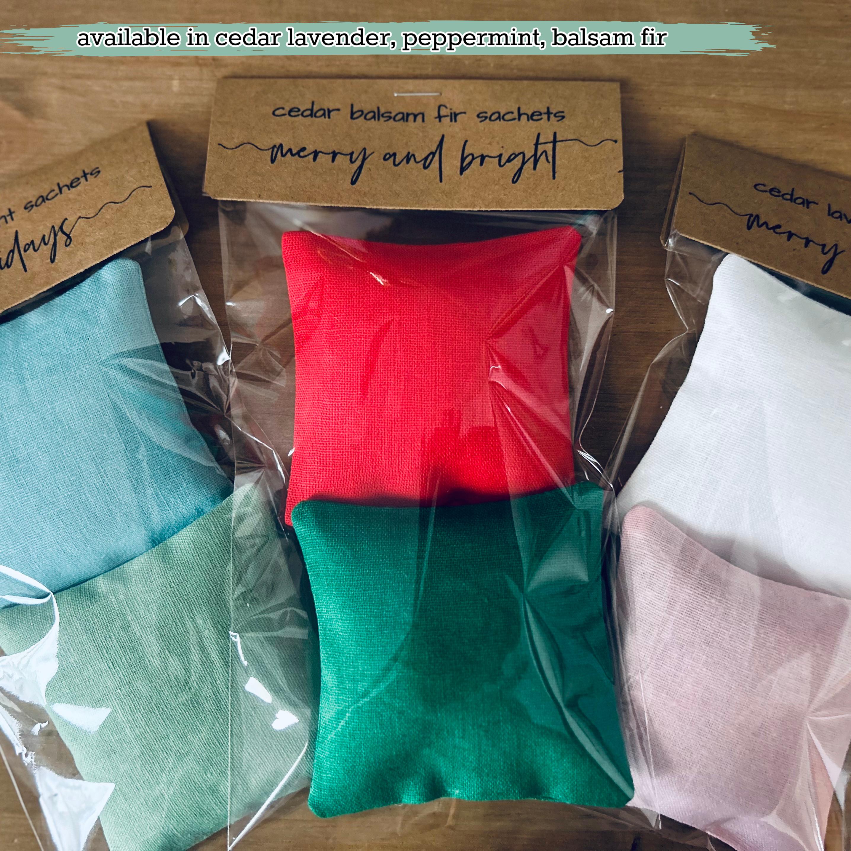 Christmas Sachets Set: Linen Blend, Lavender, Peppermint, Balsam Fir ...