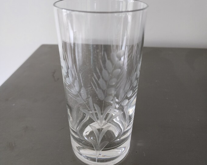 Iced Tea Glass Mid Century Etched Cut Wheat by Javit Crystal, Select ...