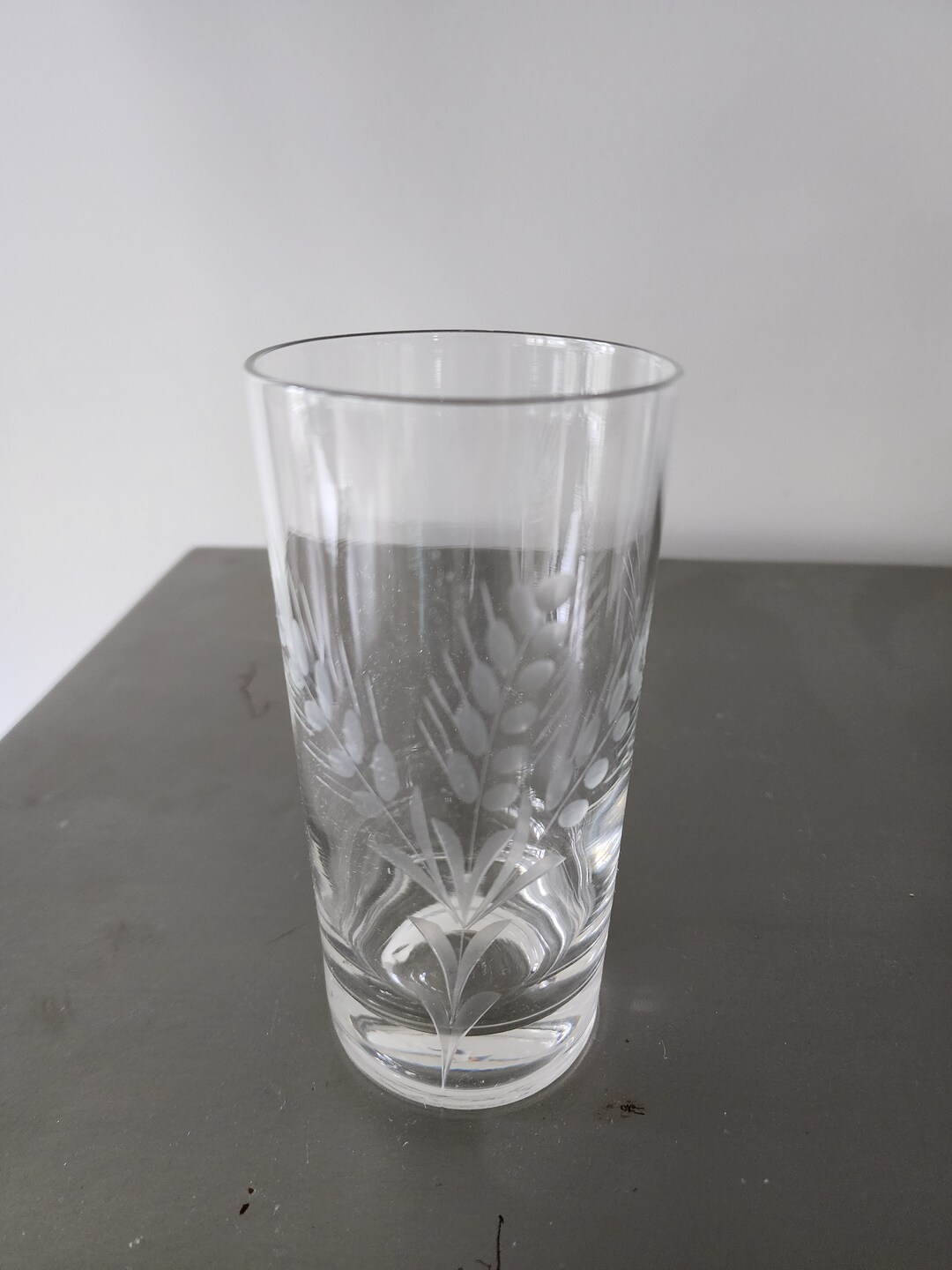 Iced Tea Glass Mid Century Etched Cut Wheat by Javit Crystal, Select ...
