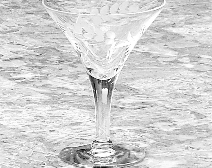 Liquor Cocktail Glass V Shape Mid Century Etched Cut Fine Wheat by ...