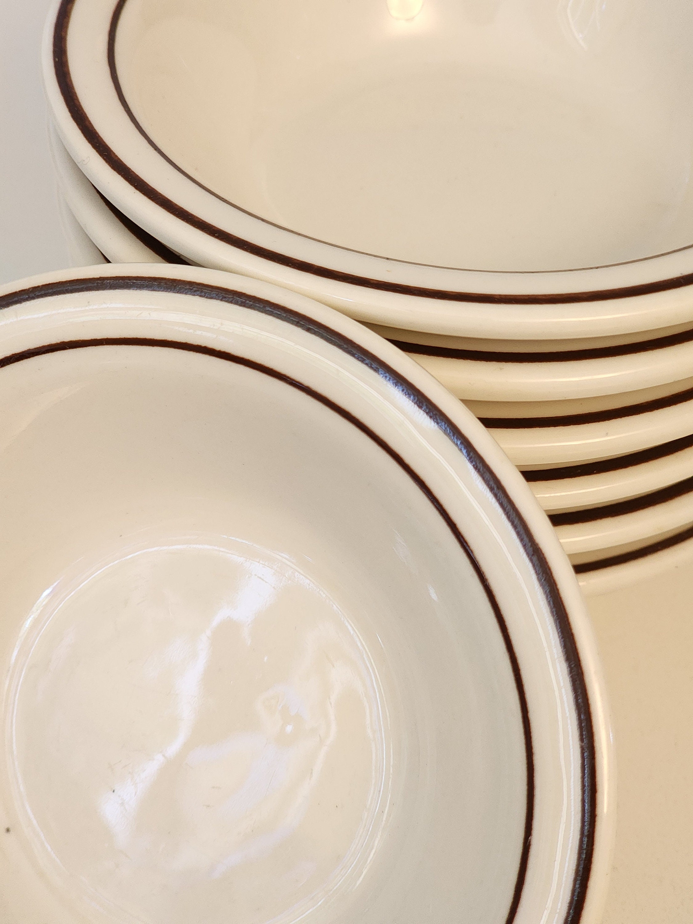 Buffalo by Oneida Restaurantware Cream Double Brown Bands Stoneware ...