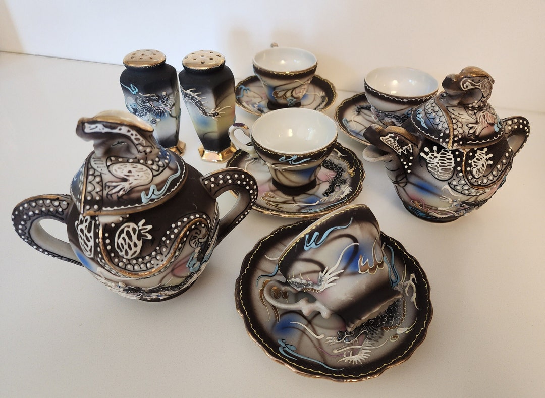 Moriage Dragonware Blue Brown Bisque Pottery Select Available Pieces ...