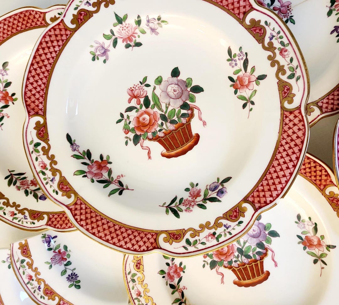 Broken China Antique Spode Copelands Lord Calvert Pink Floral Basket ...