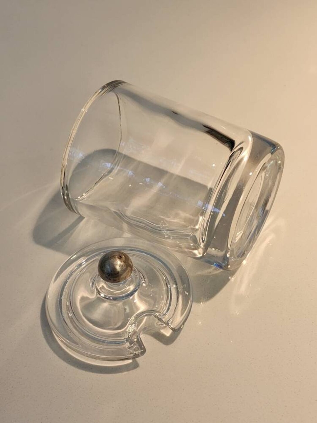 Saturn Clear by Heisey Vintage Glass Mustard and Lid With Sterling ...