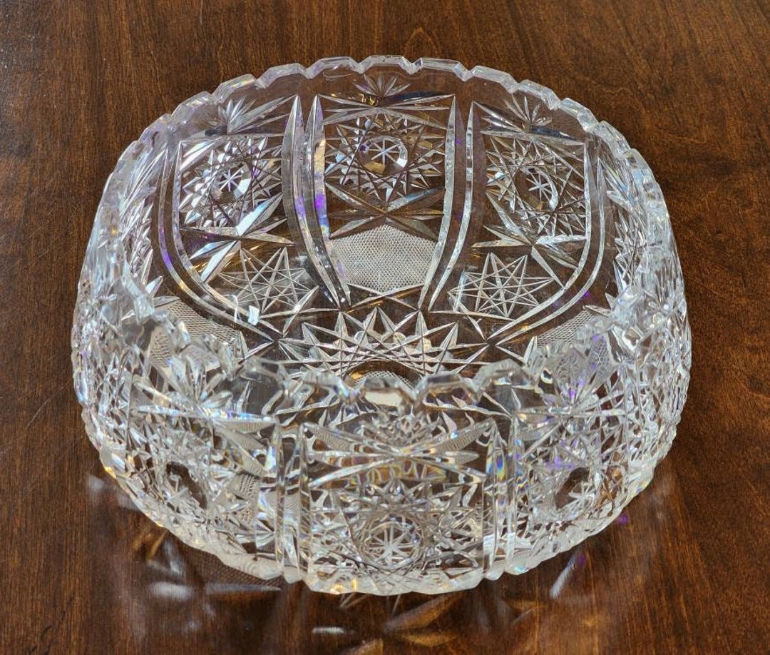 8 Inch Celestial Hobstar Strawberry Flat Base ABP Cut Crystal - Etsy