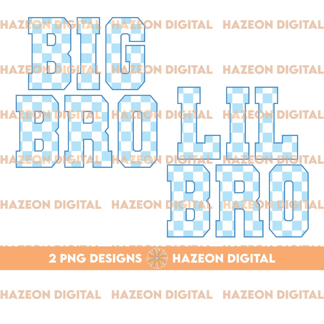 Trendy Retro Lil Bro Big Bro PNG Checkered Varsity Popular Aesthetic ...