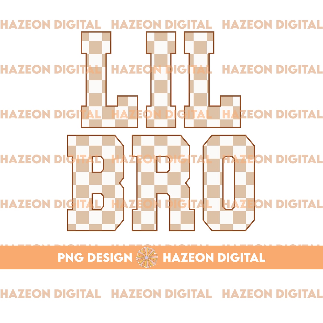 Trendy Retro Lil Bro PNG Checkered Varsity Popular Aesthetic Trendy Lil ...