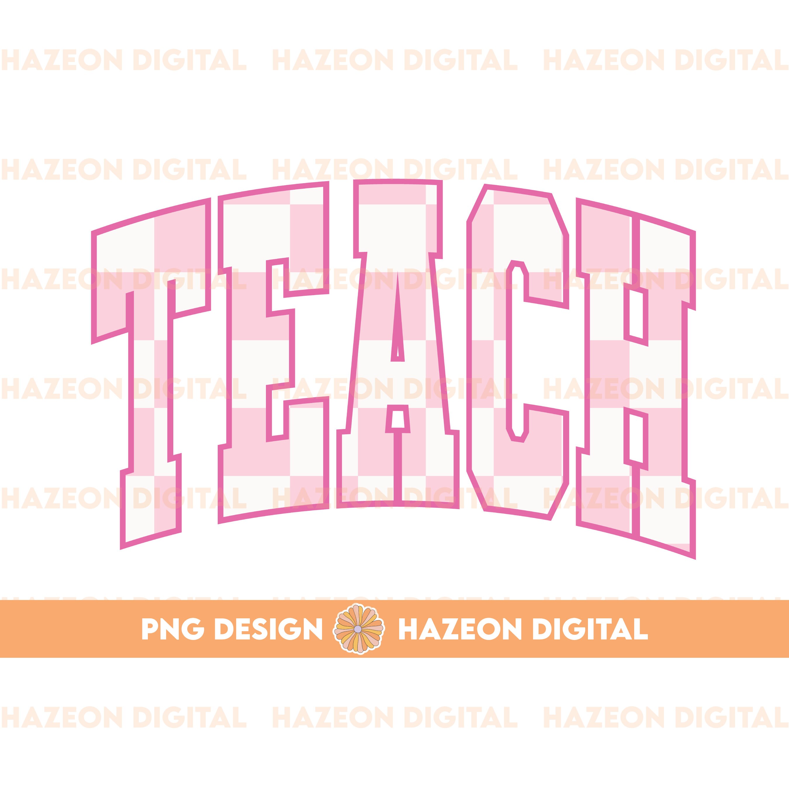 Trendy Retro Teach PNG Checkered Varsity Popular Aesthetic - Etsy