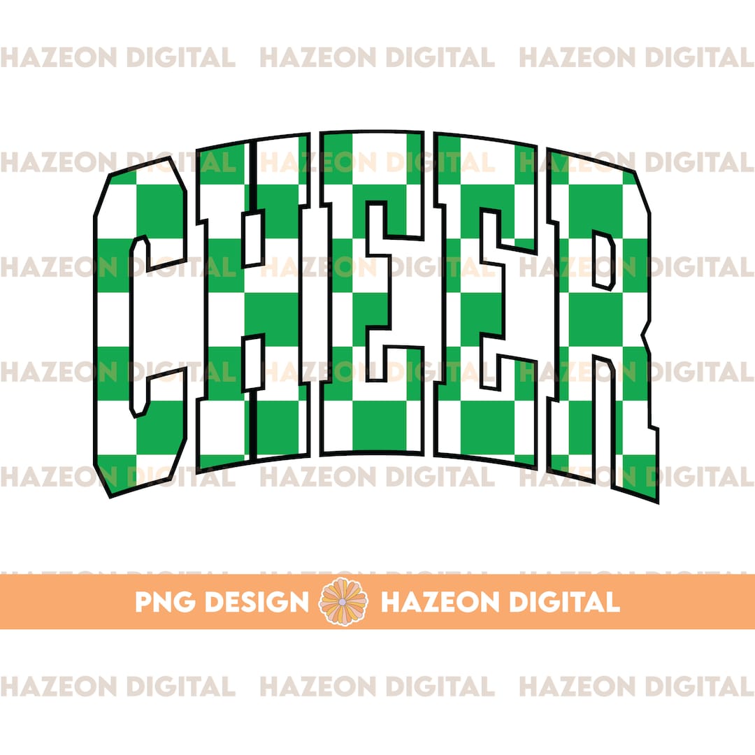 Cheer Green PNG Checkered Trendy Retro Cheer Varsity Popular Aesthetic ...