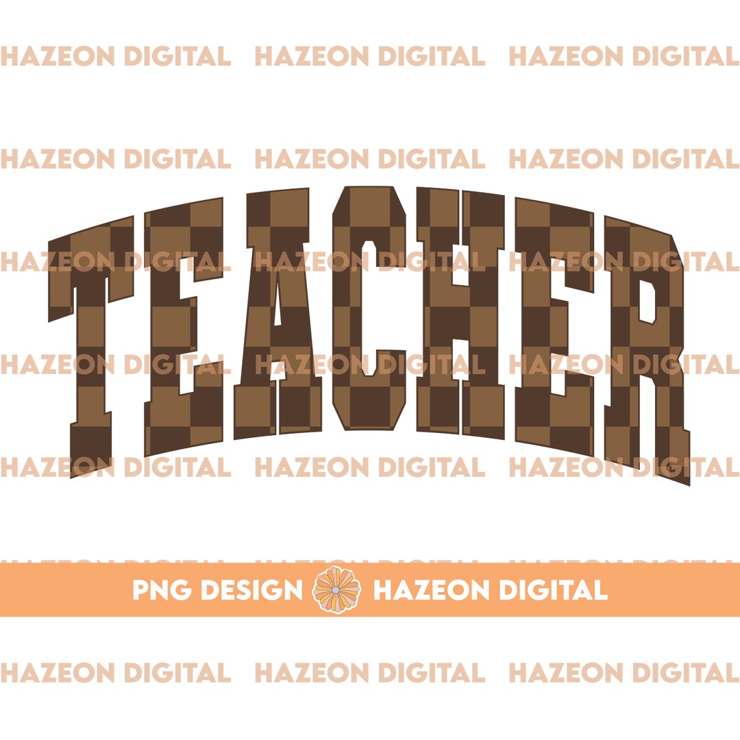 Trendy Retro Teacher PNG Checkered Varsity Popular Aesthetic Trendy ...