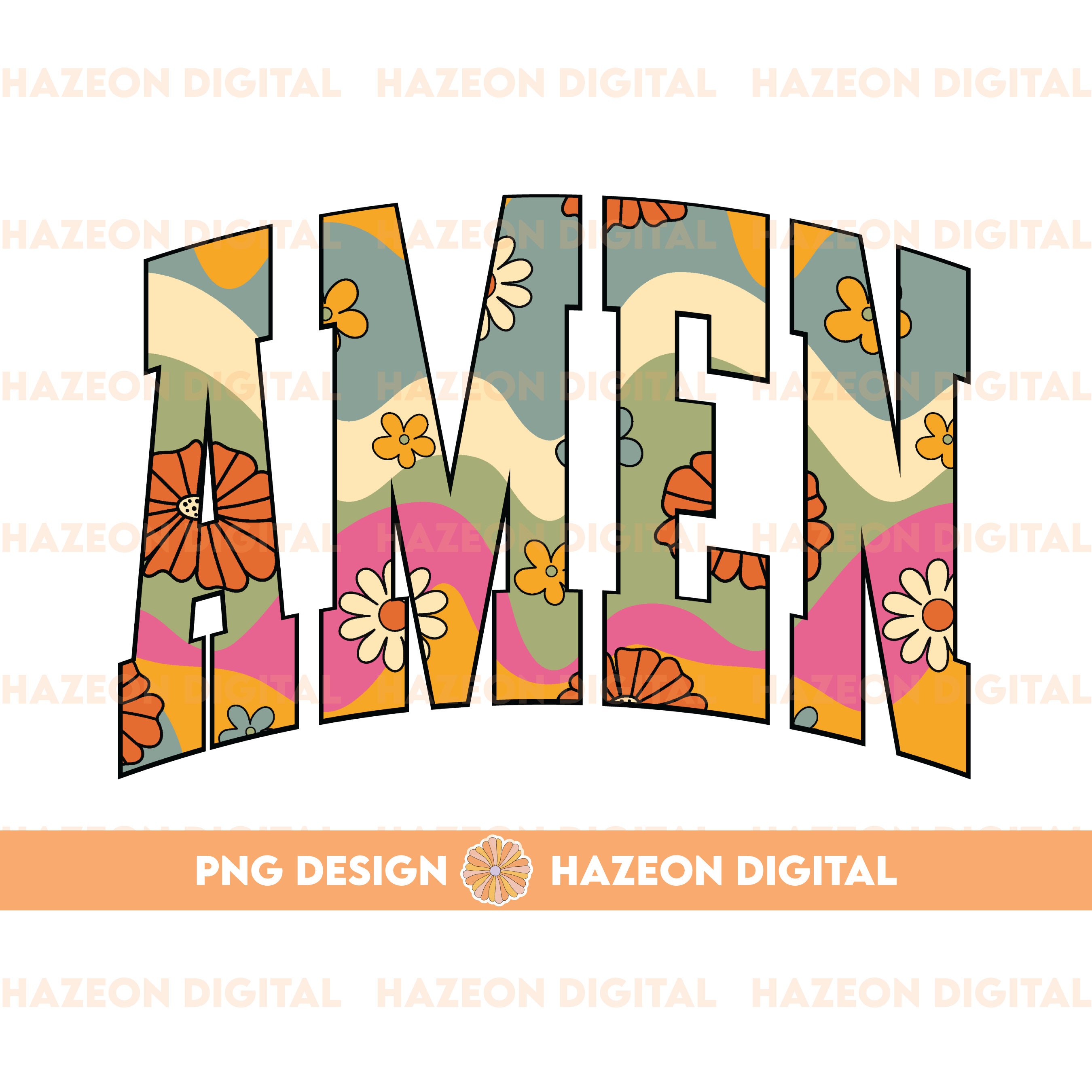 Trendy Retro Christian Amen PNG Floral Varsity Png Jesus Png - Etsy